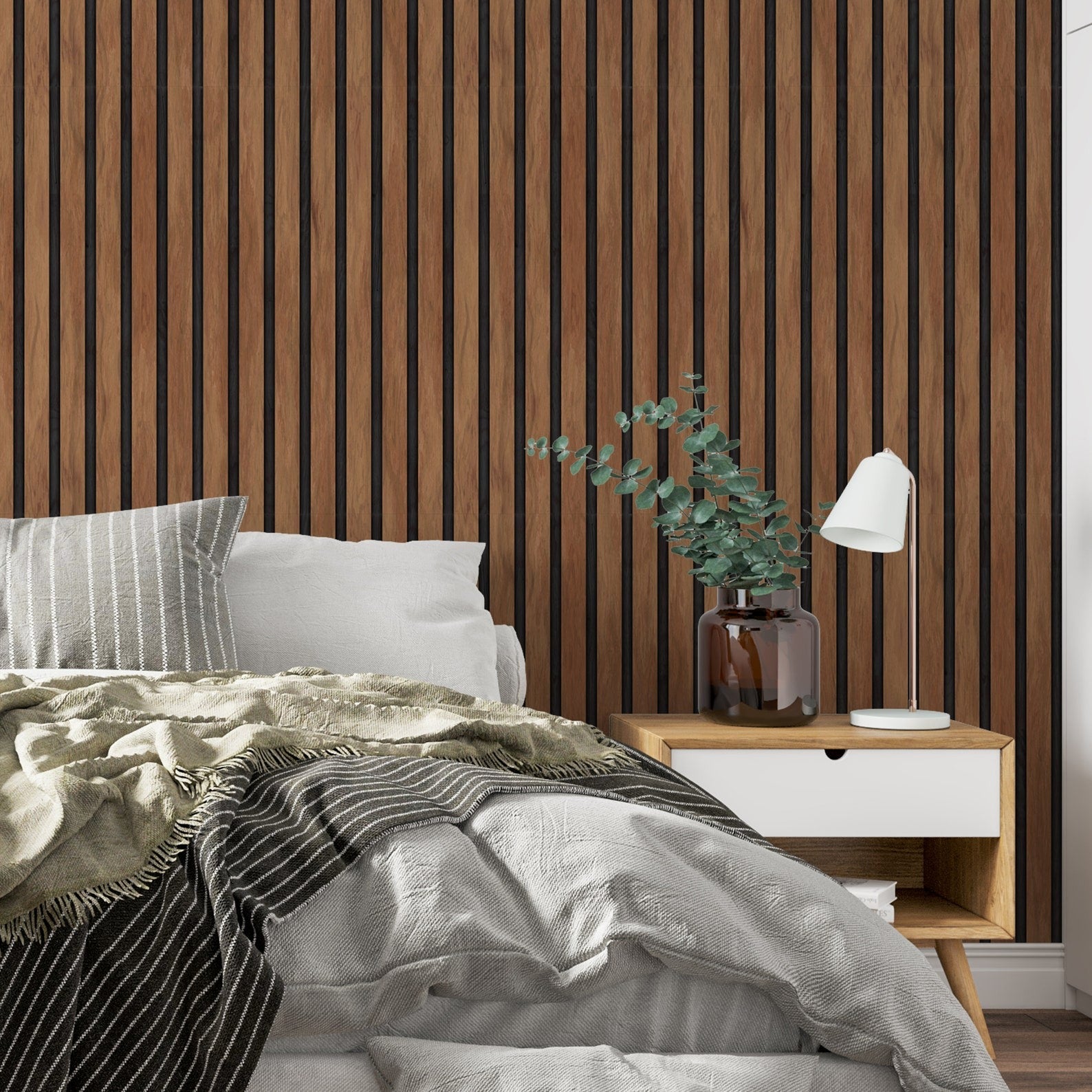Papel para paredes Lineas madera marron – Living